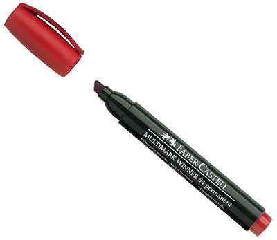 Faber-Castell marker permanent - crveni, kosi vrh