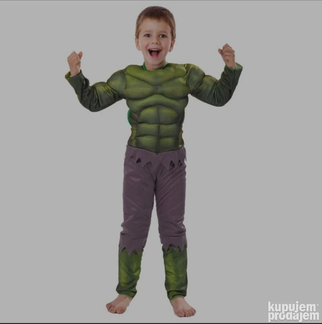 Deciji Kostim Hulk Sa misićima L: 120-130cm - Deciji Kostim Hulk Sa misićima L: 120-130cm