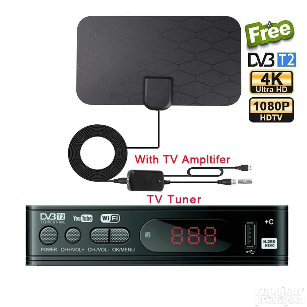 Digitalni prijemnik resiver DVB-T2 + Digitalna TV antena - Digitalni prijemnik resiver DVB-T2 + Digitalna TV antena