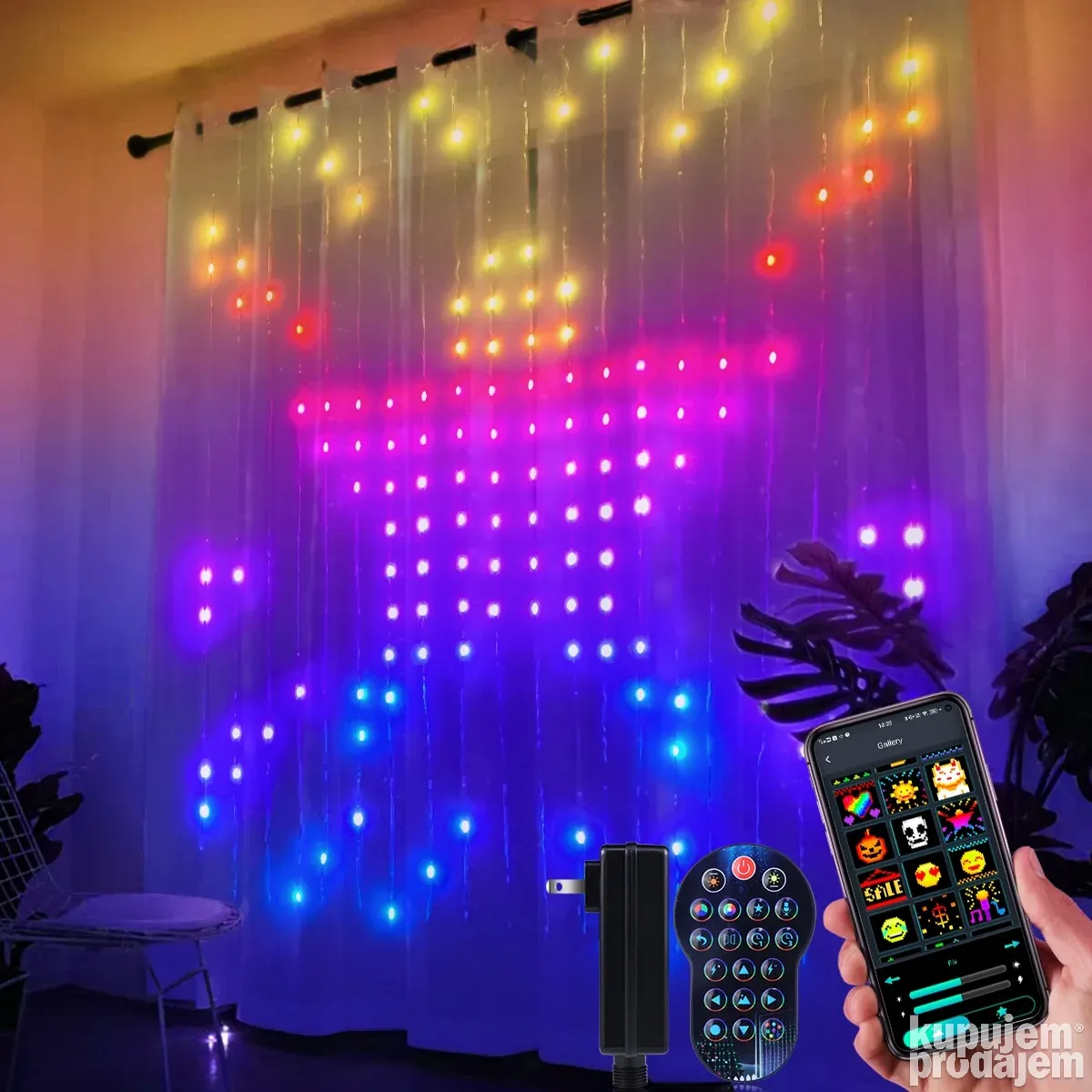 Led zavesa SMART RGB sa mobilnom kontrolom i daljinskim 3x3m - Led zavesa SMART RGB sa mobilnom kontrolom i daljinskim 3x3m
