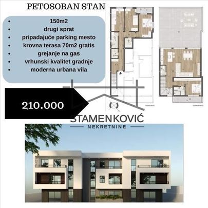 Petosoban stan u Veterniku , sa gratis terasom od