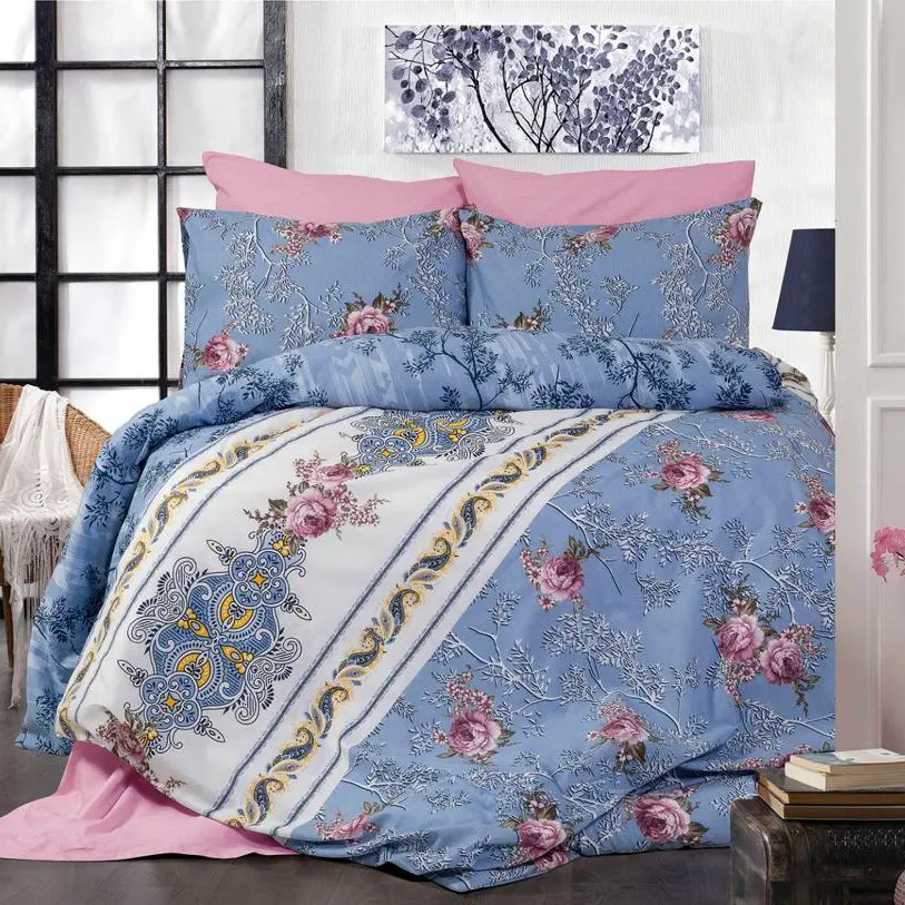 Mille Notti Colorful Dreams Pamučna posteljina za bračni ležaj, 200x220 cm, Plavo-roze