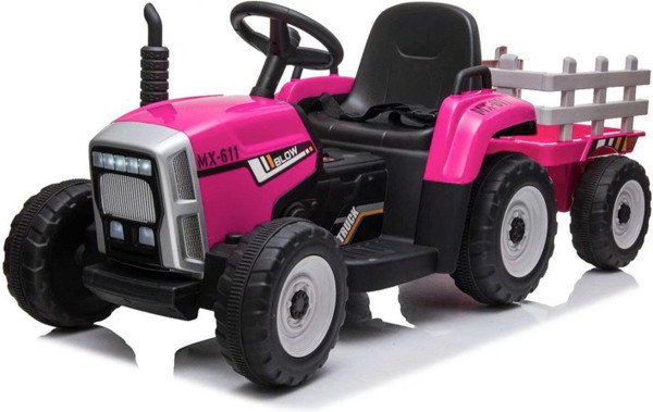 Traktor na akumulator MX 611, sa prikolicom, Pink