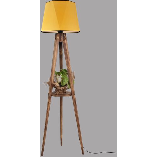 Sehbalı tripod lambader yanık altıgen hardal abajurlu Mustard Floor Lamp