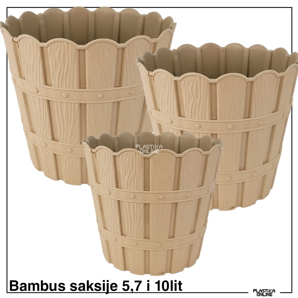 Plastična saksija BAMBUS 7lit fi24 x 21 cm sa podmetačem