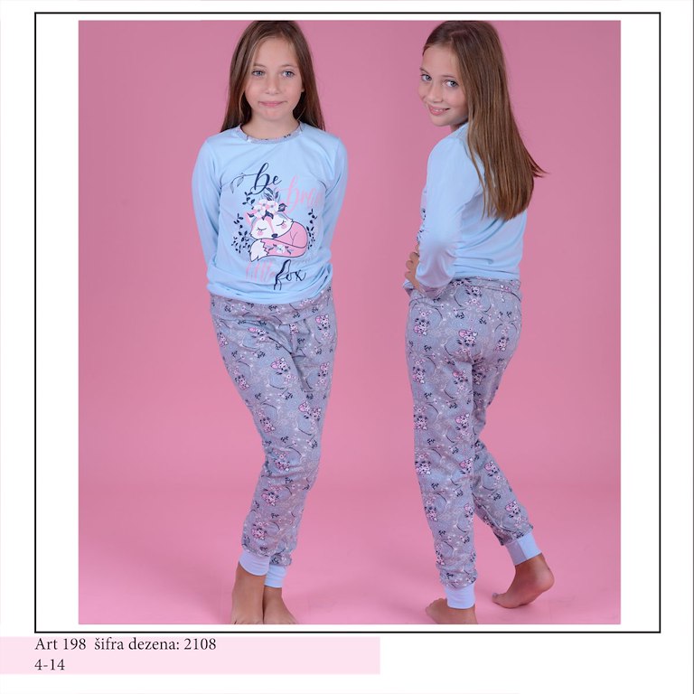 Pidžama za devojčice „Be brave little Fox“