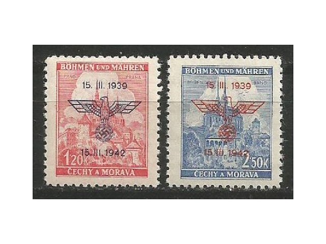 Rajh-Češka i Moravska,3 god protektorata 1942.,čisto