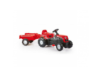 Dolu Dečiji Traktor na pedale sa prikolicom crveni 081469