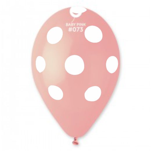 Štampani baloni tačkice baby pink 073
