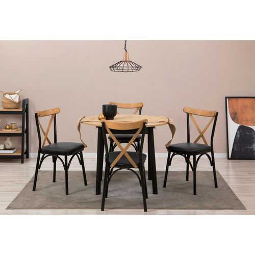 Oliver - Oak, Black Oak Black Extendable Dining Table & Chairs Set (5 Pieces)