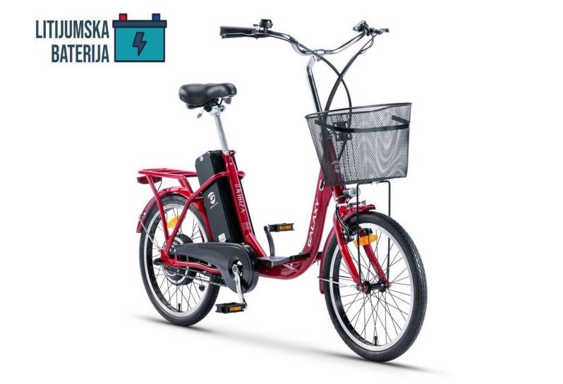 Električni bicikl 20" IBIZA (250W 36V/10.4Ah lithium) crvena