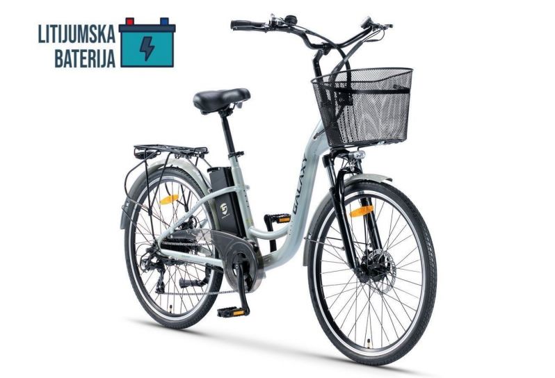 Električni bicikl 26" VALENCIA (250W 36V/10.4Ah lithium) siva
