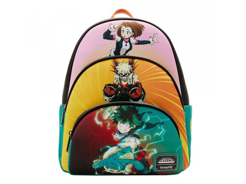 LOUNGEFLY MY HERO ACADEMIA TRIPLE POCKET SCENE MINI BACKPACK