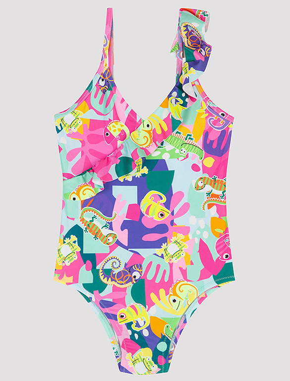 Colorful Tropic Frill Jednodelni Kupaći Kostimi za Devojčice