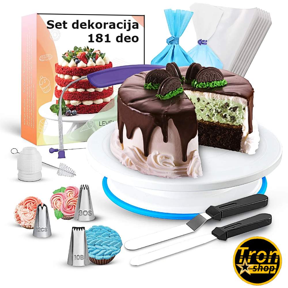 Set za dekoraciju torti i kolača sa rotirajućim postoljem