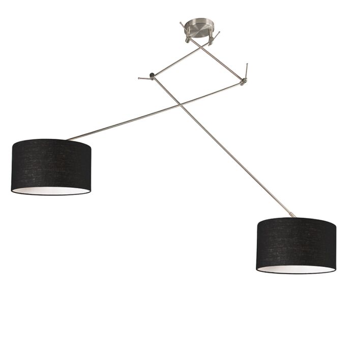 Viseća lampa čelična sa abažurom 35 cm crna podesiva - Blitz II