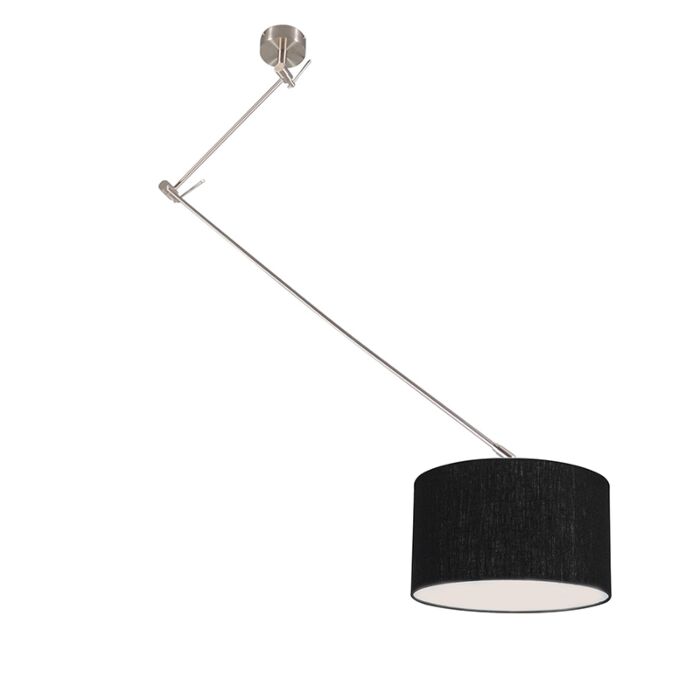 Viseća lampa čelična sa abažurom 35 cm crna podesiva - Blitz I