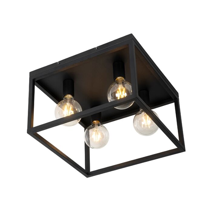 Industrijska plafonska lampa crna 40 cm 4 svetla - Kavez