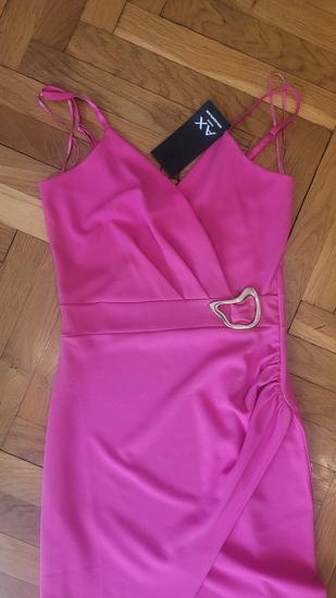 Asimetrična haljina, pink, Novo