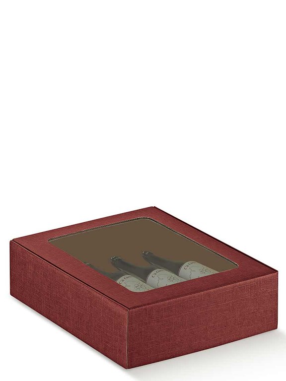 Kutija Kartonska Za 3 Boce - Bordo Prozor-35387