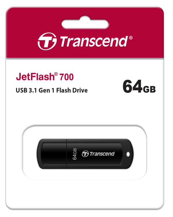 USB 64 GB, JetFlash 700, USB3.1, 80/25 MB/s, Black ( TS64GJF700 )