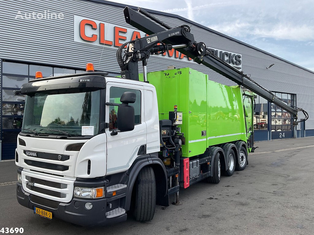 Scania P 360 Faun 18m³ + Hiab crane + Underground Container Washing Ins kamion za smeće