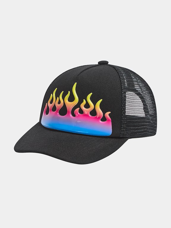 Mrežasti šešir sa štampom plamena 3D Crna