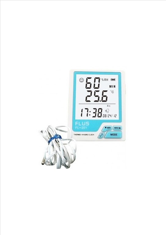 Merač temperature i vlažnosti sa satom i spoljašnjom sondom za temperaturu Flus FL-201w