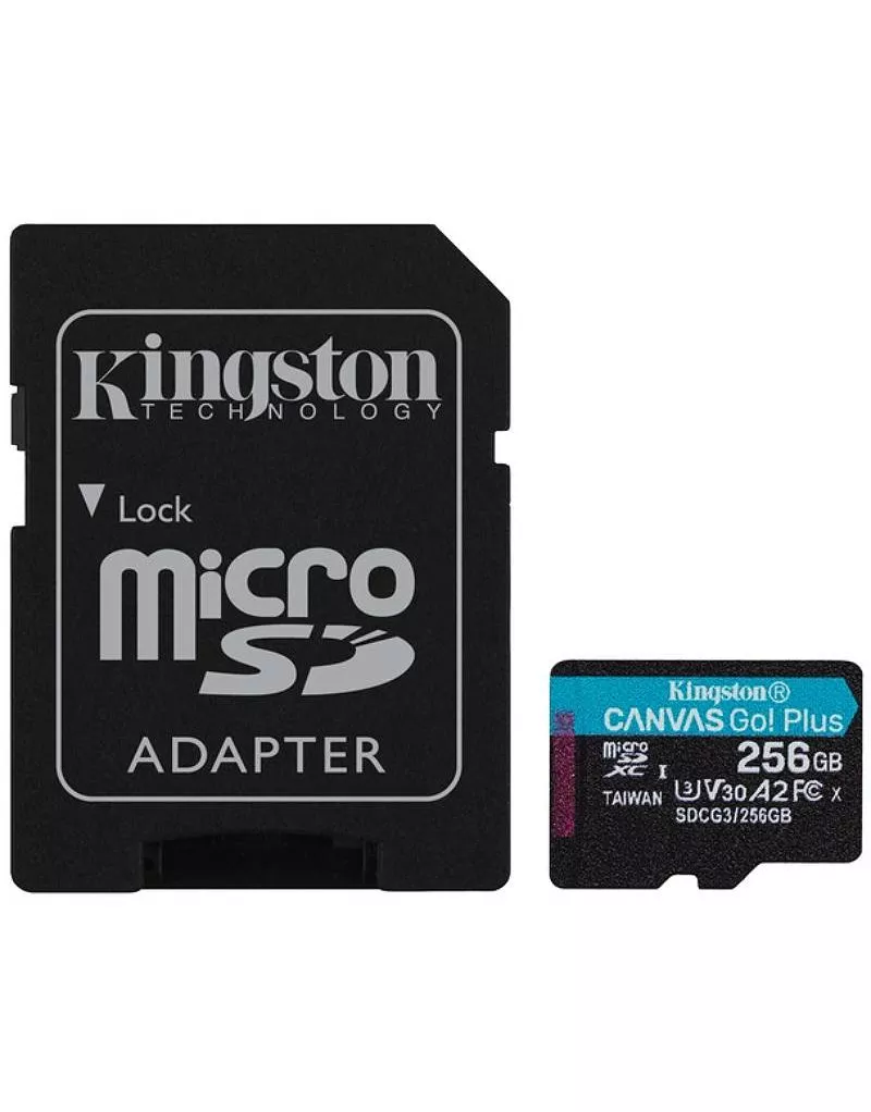 KINGSTON Memorijska kartica U3 V30 microSDXC 256GB Canvas Go Plus 170R A2 + adapter SDCG3/256GB