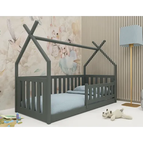 Drveni dečiji krevet Bodzio - grafit - 160/180x80 cm