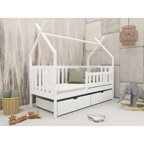 Drveni dečiji krevet Simba sa fiokom - beli - 190/200x90 cm