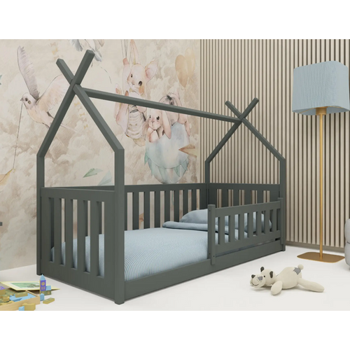 Drveni dečiji krevet Bodzio - grafit - 190/200x90 cm