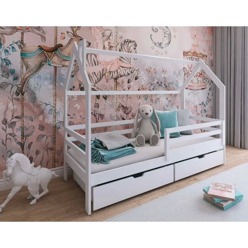 Drveni dečiji krevet Lila sa fiokom - beli - 190/200x90 cm