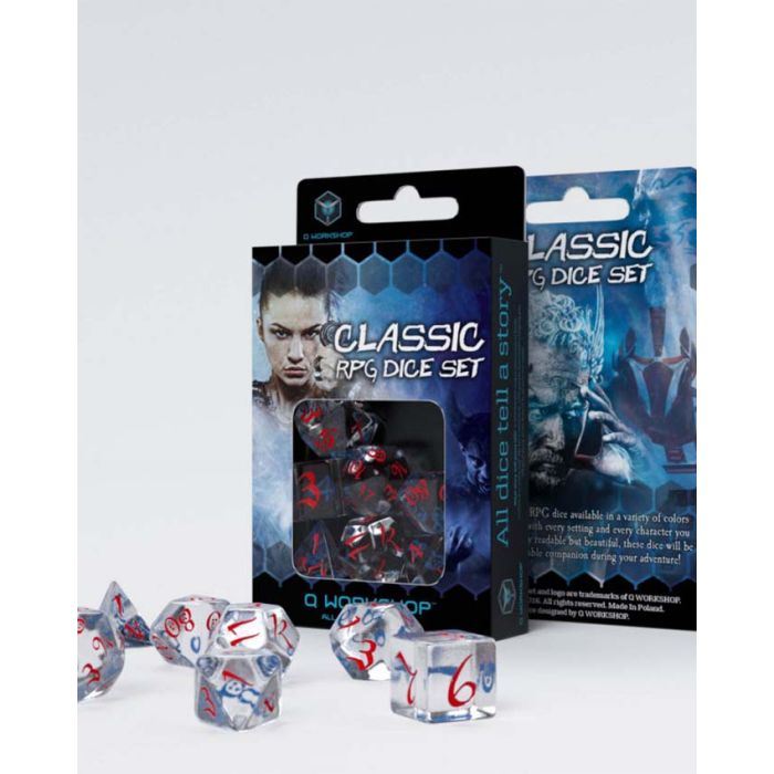 Kockice Q Workshop - Classic RPG Translucent & Blue-Red - Dice Set (7)