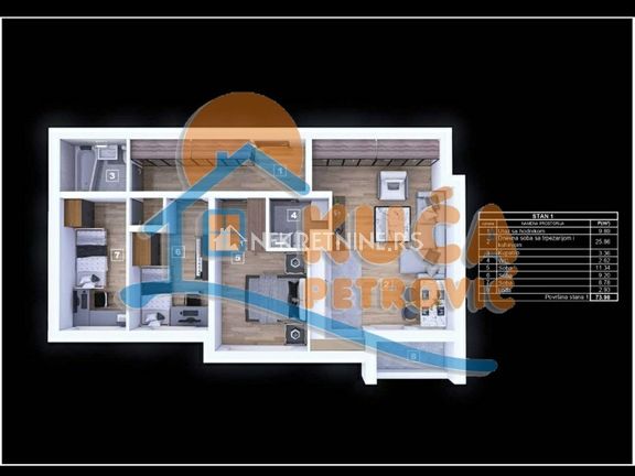 3.5, 74m2, novogradnja, pdv, parking