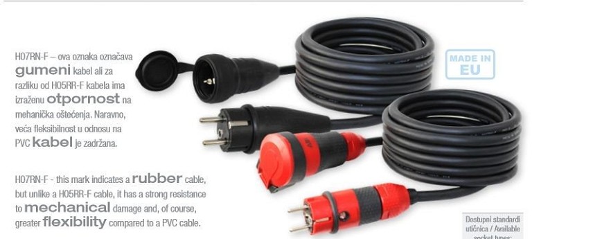 3X2.5 20m Produzni kabel s utikacem i natikacem H07RN-F crni