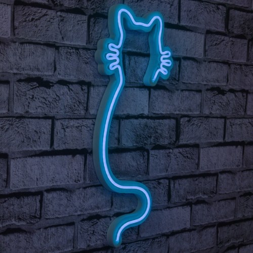 Zidna dekoracija LED mačka 22x48x2cm plava