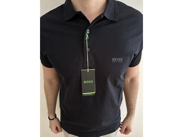 Hugo Boss crna muska majica sa kragnom HB50