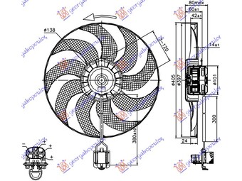 VENTILATOR (MOTOR+ELISA) (1.4/1.6/1.8 TURBO) (400mm) (4 PIN) OPEL CASCADA 13-