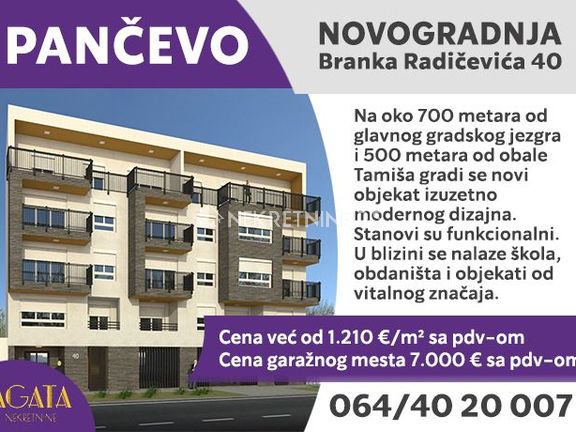 52,29 m² - Novogradnja Pančevo - Branka Radičevića 40 - više stanova u ponudi
