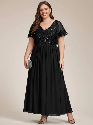 A- Midi crna haljina sa kratkim rukavima 1583bk