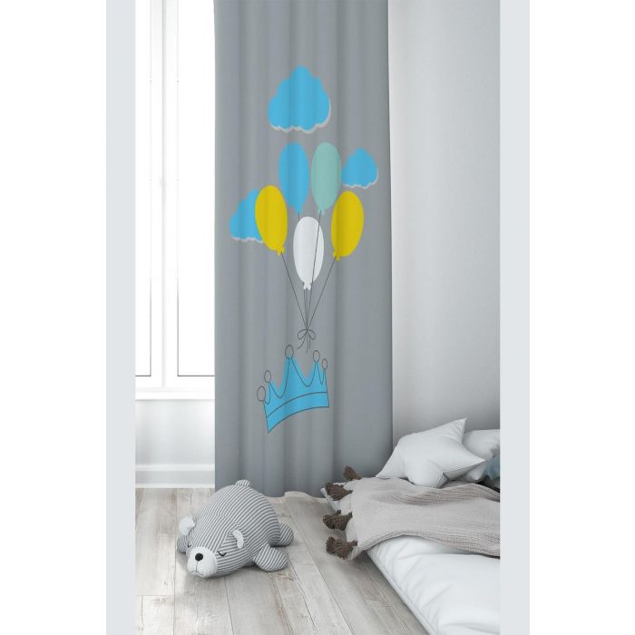 Zavesa za dečiju sobu - Šareni oblaci i baloni PRD53D