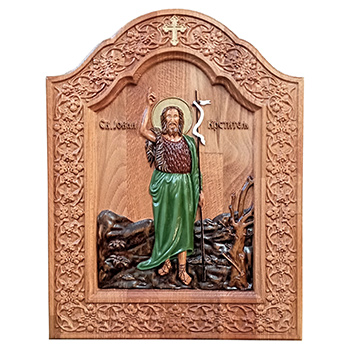Ikona Sveti Jovan Krstitelj - ručno oslikan duborez u drvetu 30x40cm
