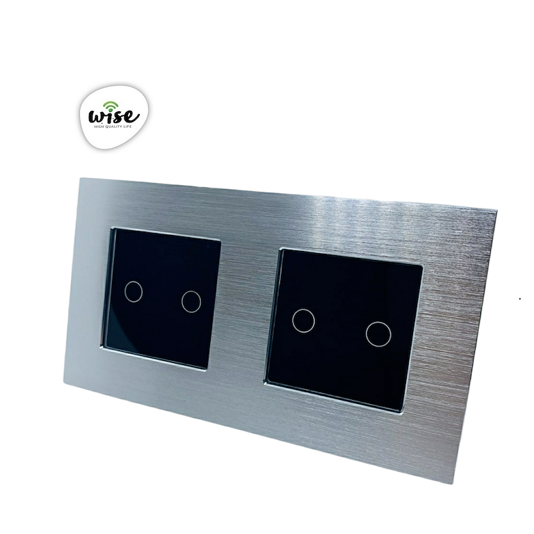 Wise modularni prekidači – 4 tastera – aluminijumski panel srebrno – crni