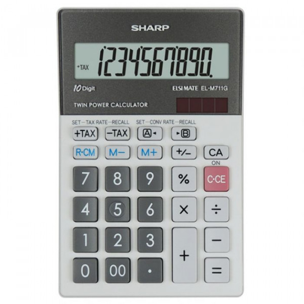 Kalkulator komercijalni 10mesta sharp el-m711g-gy sivi blister