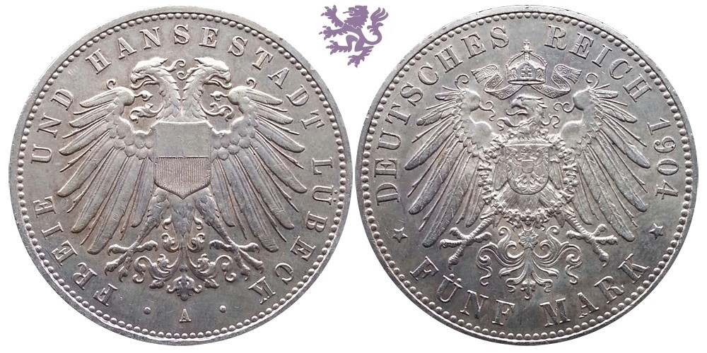5 mark, 1904. FREIE UND HANSESTADT LÜBECK