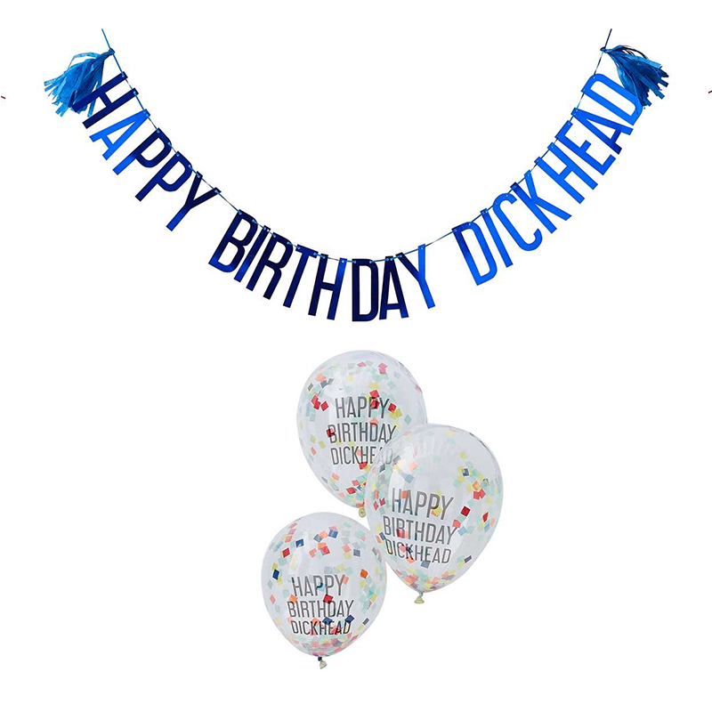 Set Happy Birthday Dickhead – baner i baloni