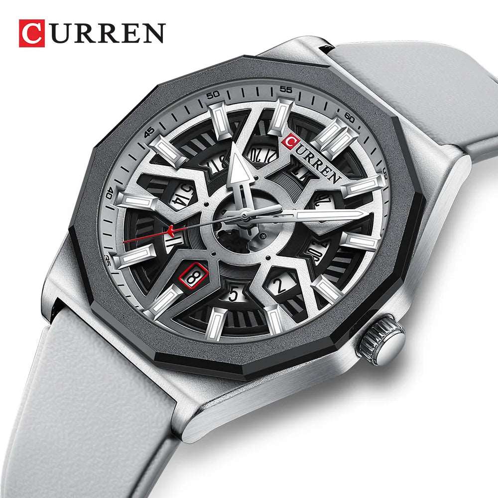 CURREN 8437 Men's Fashion Watch with Casual Silicone Straps, Quartz Movement, Auto Date, and Luminous Hands (Model 8437)"