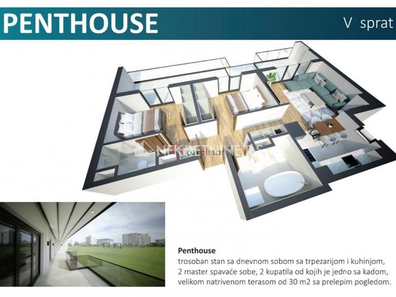 Smart home Penthouse, lux, podno grejanje, terasa