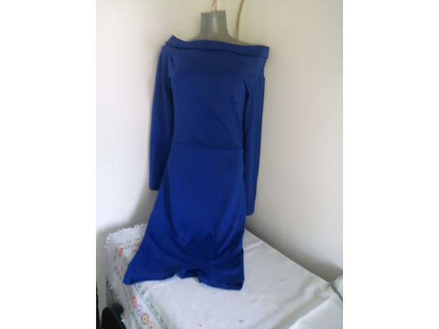 Kraljevsko plava camac dekolte haljina M/L